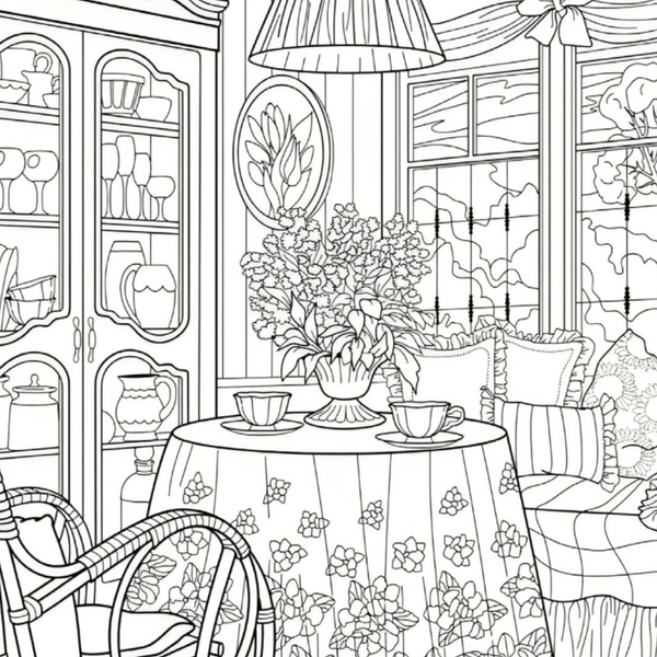 Cosy Corner Colouring Page – Castle Arts